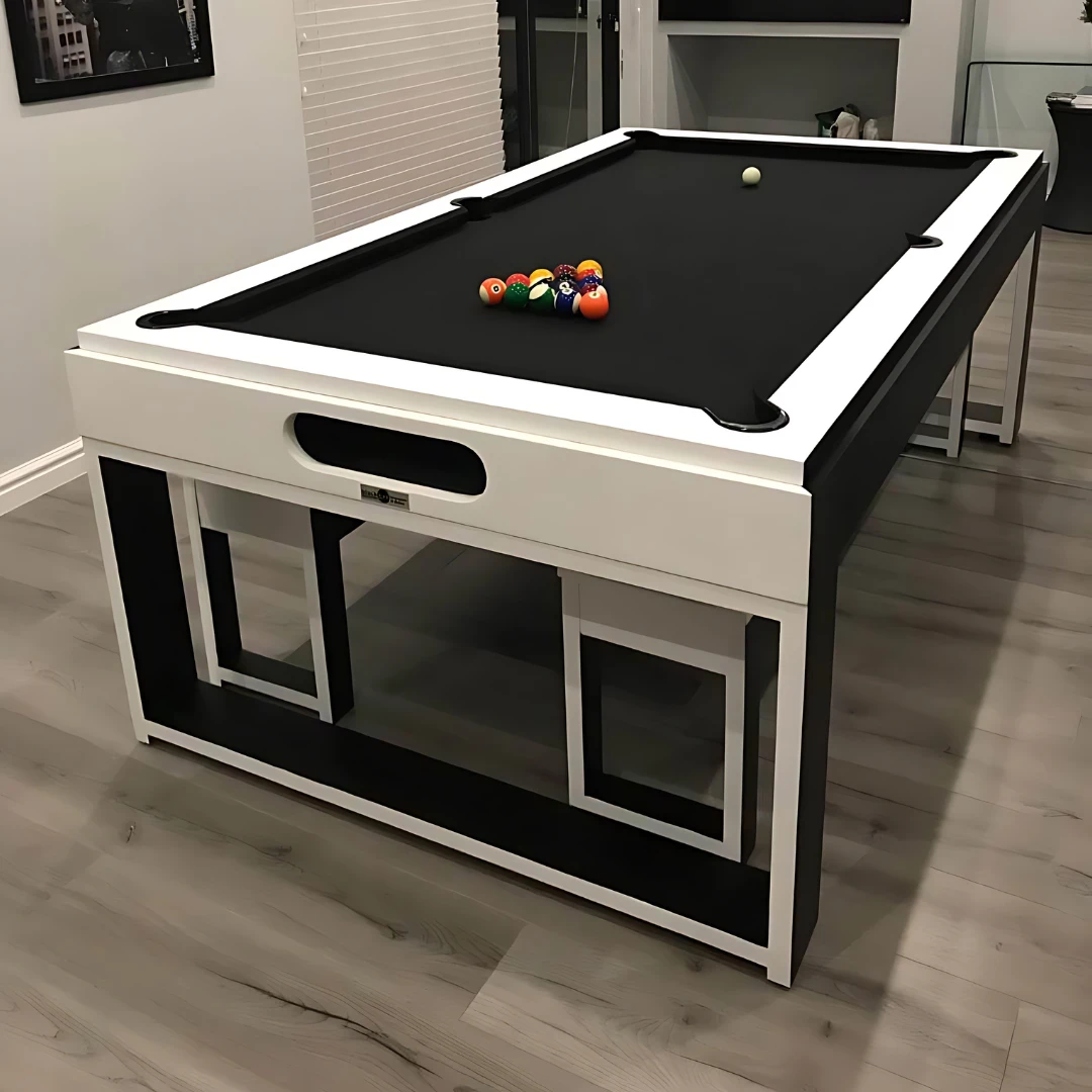 Custom White Pool Table with Matching Top and Benches for Sale ...